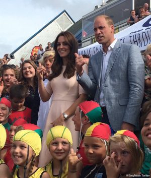 Kate Middleton wears blush pink dress by Lela Rose in Cornwall