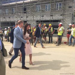 Kate Middleton wears blush pink dress by Lela Rose in Cornwall