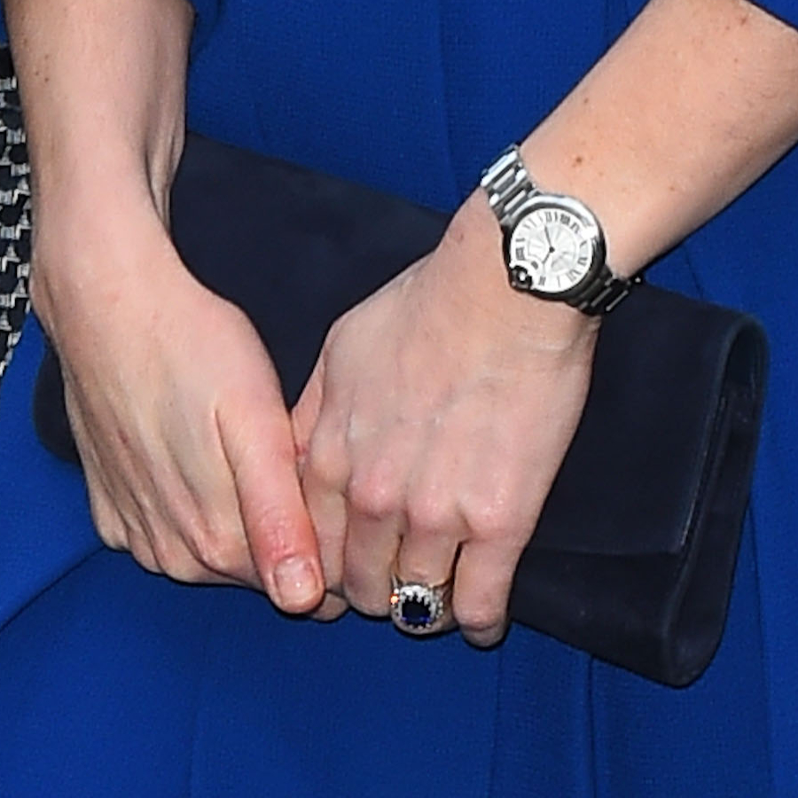 Kate wears blue Eponine London coat-dress in London