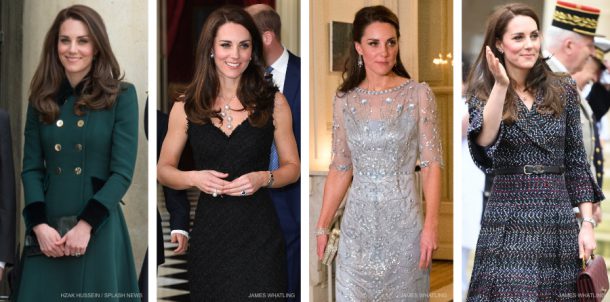 Kate repeats red Carolina Herrera coat for the France vs. Wales Rugby ...