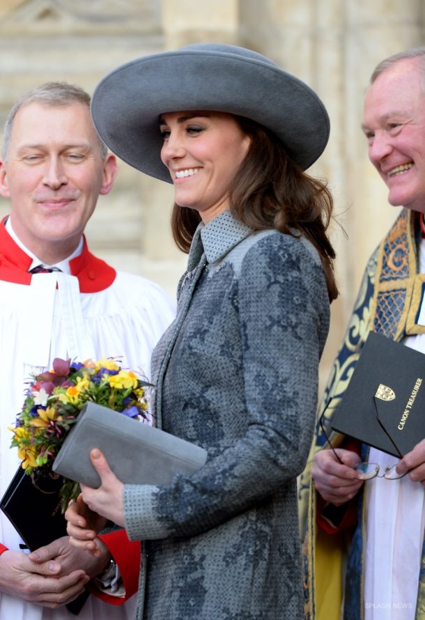 Kate wears a grey Erdem coat for the 2016 Commonwealth Day Observance Service