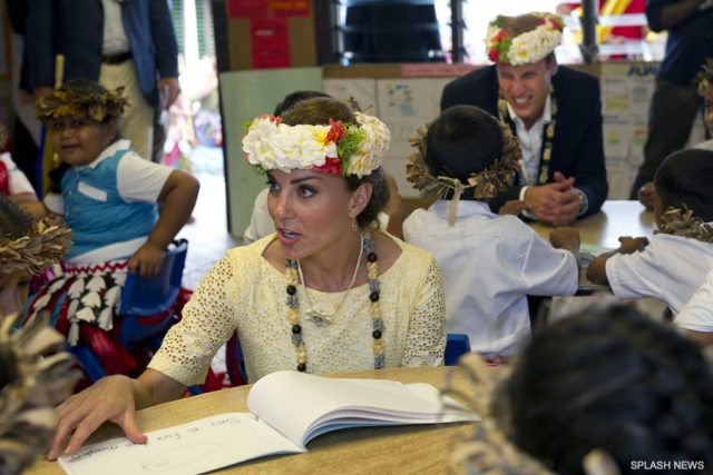 Kate in a yellow dress as she leaves the Solomon Islands and arrives in ...