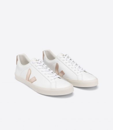 Kate Middleton's VEJA Esplar sneakers in white & rose gold metallic