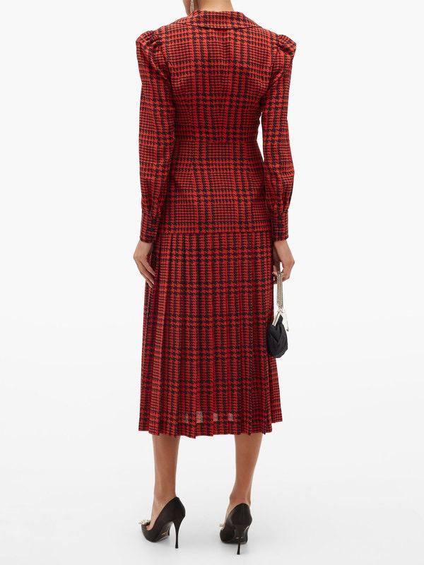 Kate Middleton's Alessandra Rich pleated houndstooth midi dress in red ...