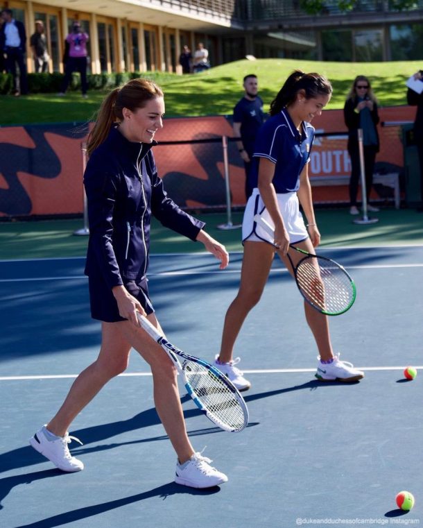 Tennis Fan Kate in sporty attire to celebrate British US Open Champions