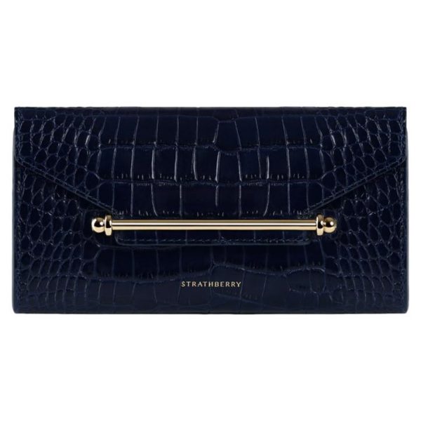 Kate Middleton's Strathberry Multrees Chain Wallet in Navy Embossed Croc
