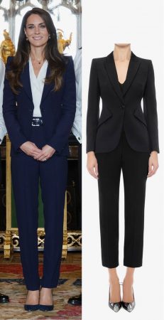 Kate Middleton meets Naval officers in navy blue suit