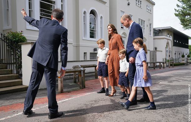 Kate Middleton Wears Brown Polka Dot Dress on the School Run