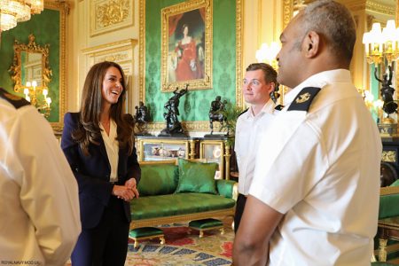 Kate Middleton meets Naval officers in navy blue suit