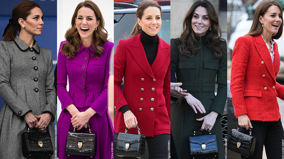Kate Middleton's Aspinal of London Mayfair Midi Bag in Lilac Croc