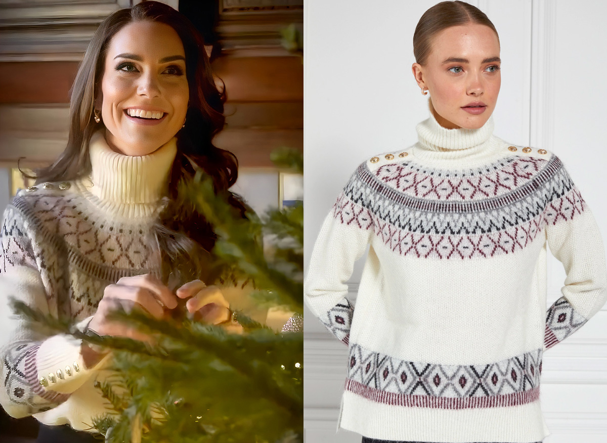 Kate Middleton in Festive Fair Isle Sweater For Tree Decorating