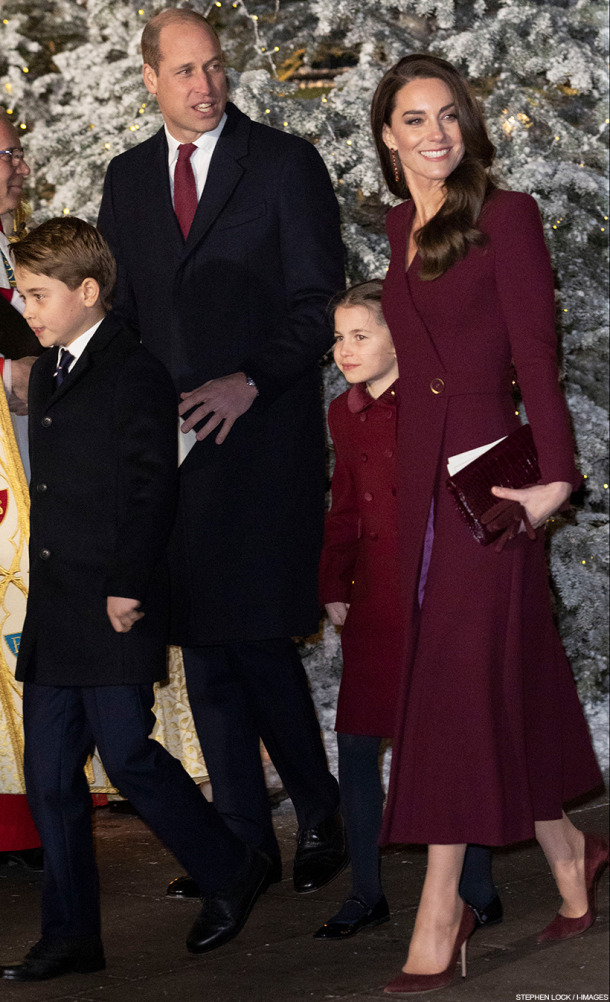 Kate Middleton In Burgundy For Royal Carols Together At Christmas