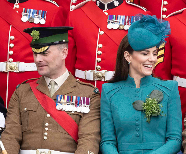 Kate Middleton in teal for St Patrick's Day with the Irish Guards