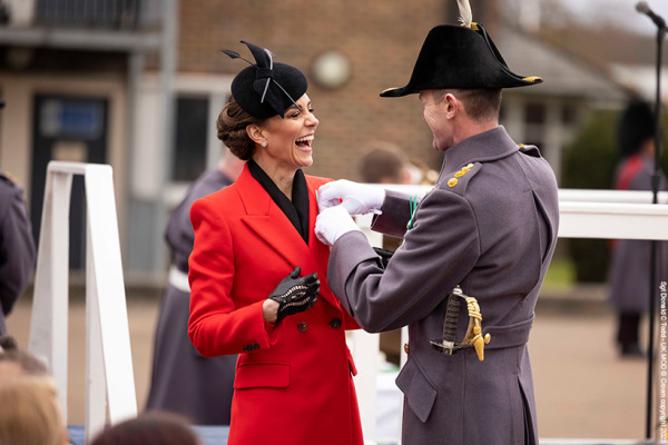 Kate Middleton in teal for St Patrick's Day with the Irish Guards
