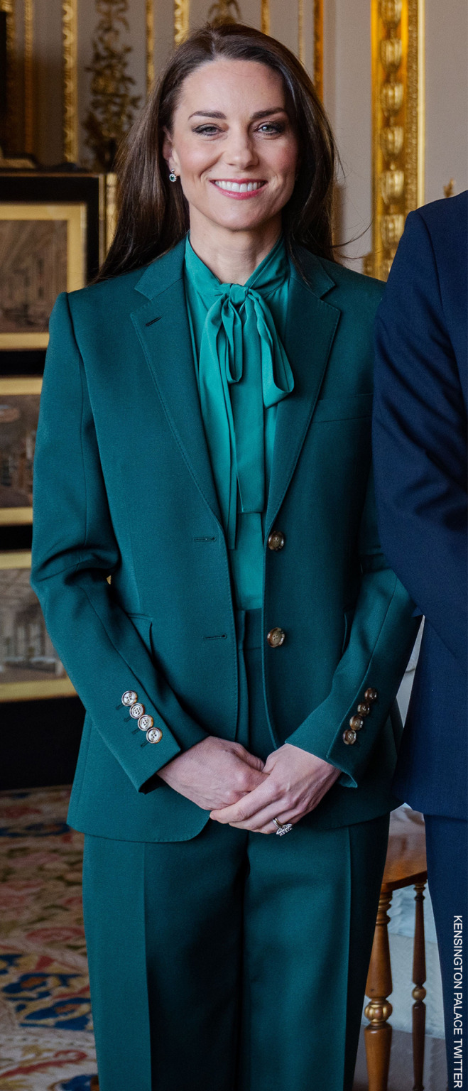 Kate Middleton in green suit for meeting with Norwegian royals