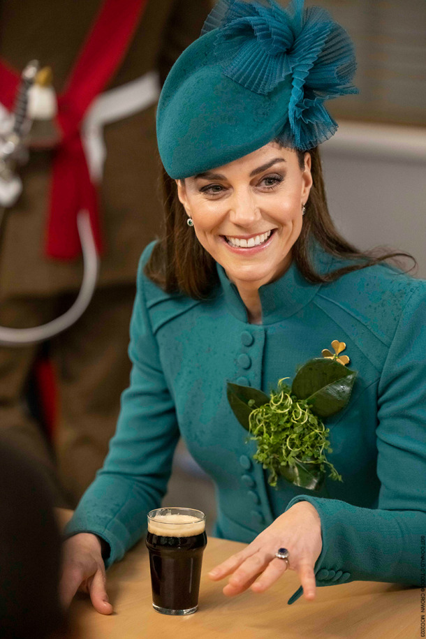 Kate Middleton in teal for St Patrick's Day with the Irish Guards