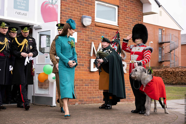 Kate Middleton in teal for St Patrick's Day with the Irish Guards