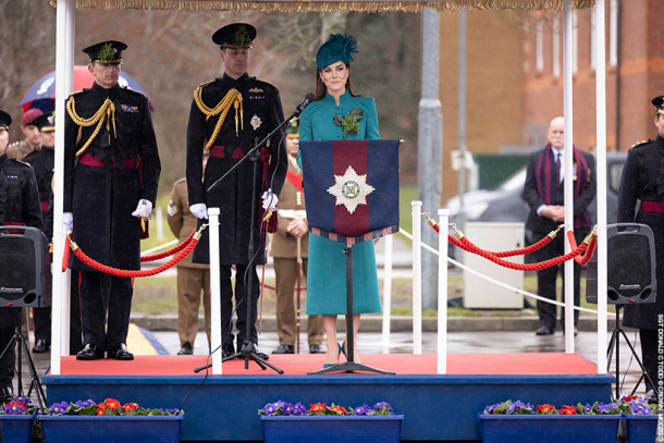 Kate Middleton in teal for St Patrick's Day with the Irish Guards
