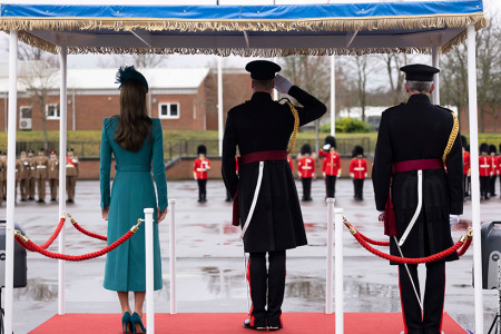 Kate Middleton in teal for St Patrick's Day with the Irish Guards