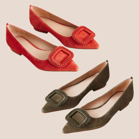 Kate Middleton wearing Boden Pointed Ballet flats in black suede