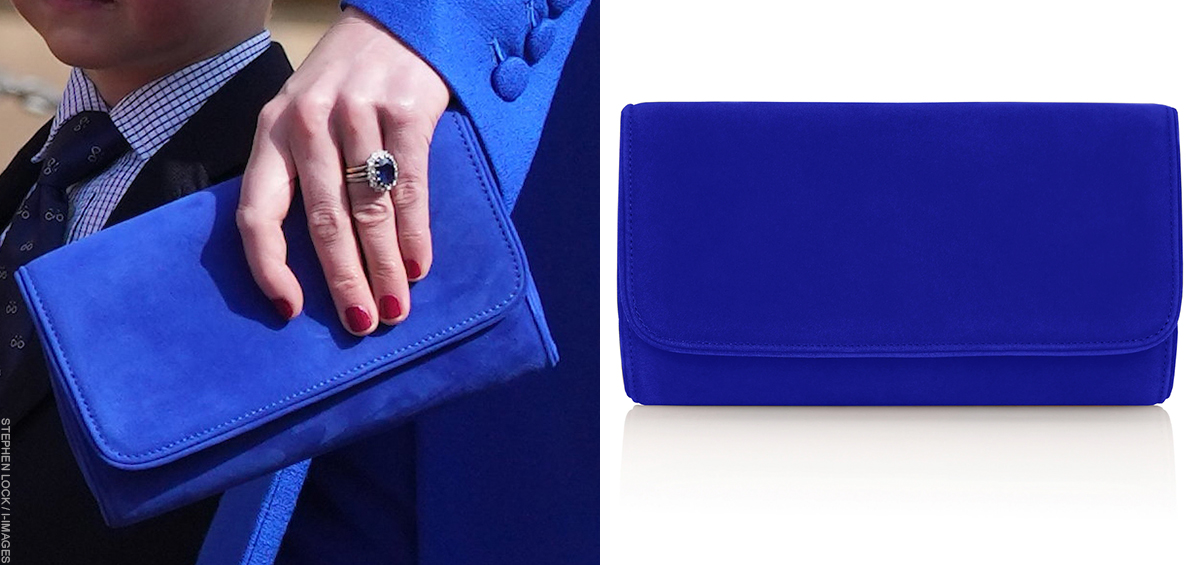 Kate Middleton's Emmy London Natasha clutch bag in cobalt blue