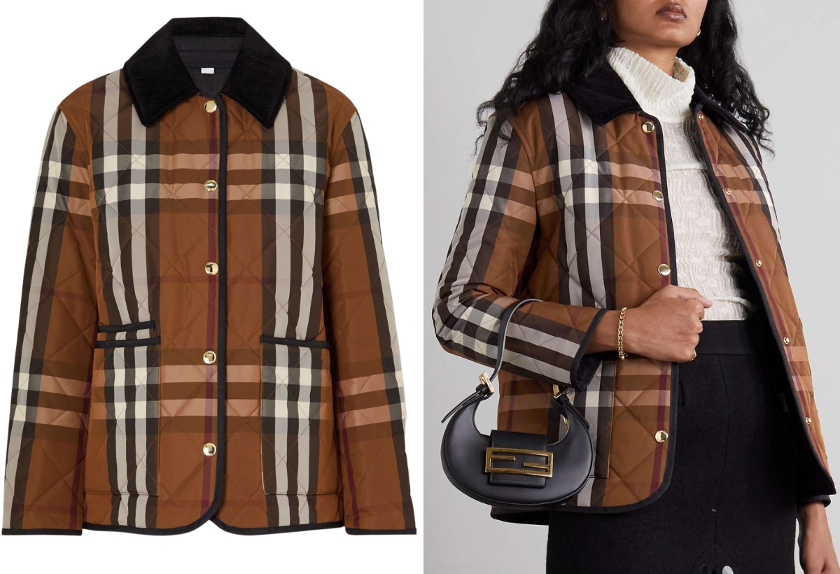 Kate Middleton's Burberry Quilted Jacket in Dark Green Check