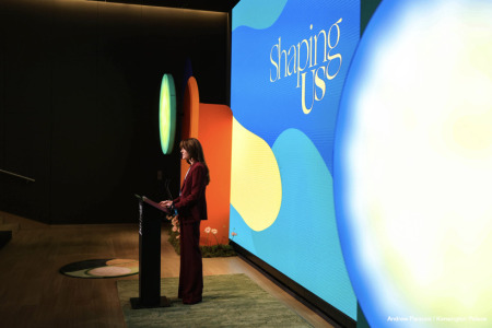 Kate Middleton's burgundy suit at Shaping Us Symposium reception