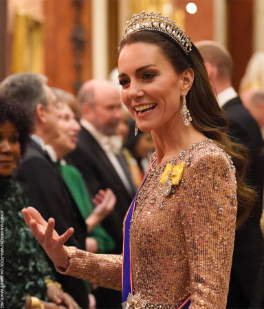 Kate Middleton's pink gown & jewels at 2023 Diplomatic Reception