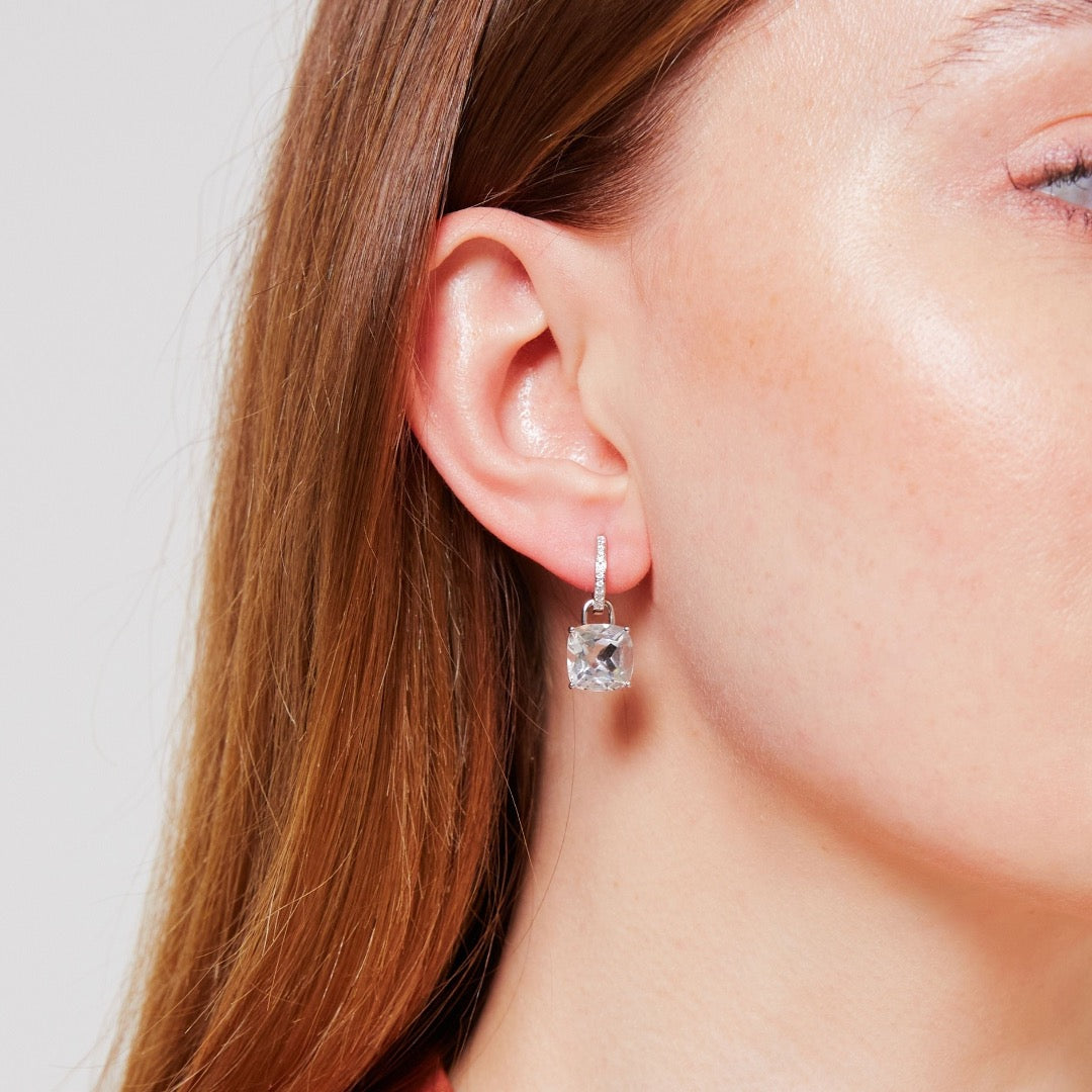 Kate Middleton's Kiki McDonough Cushion Drop Earrings in White Topaz