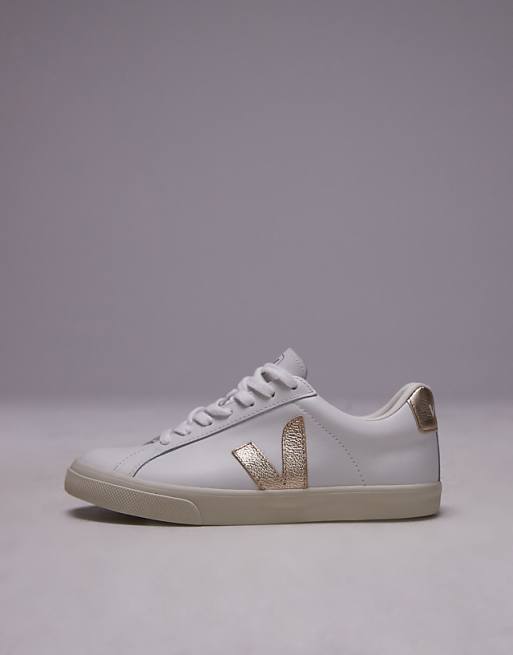 Kate Middleton's VEJA Esplar sneakers in white & rose gold metallic