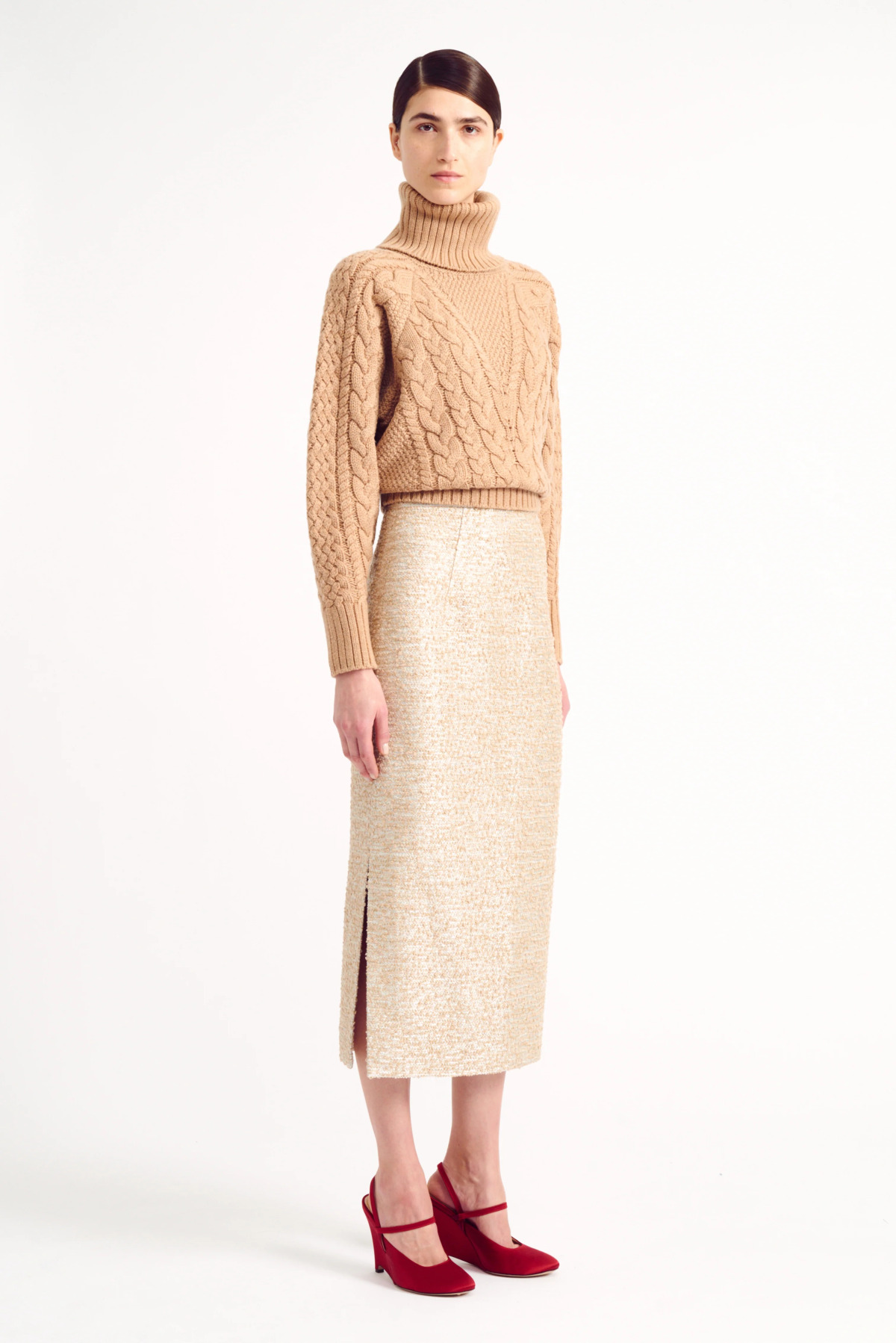 Kate Middleton's Emilia Wickstead 'Otis' Cable Knit Sweater in 'Sand'