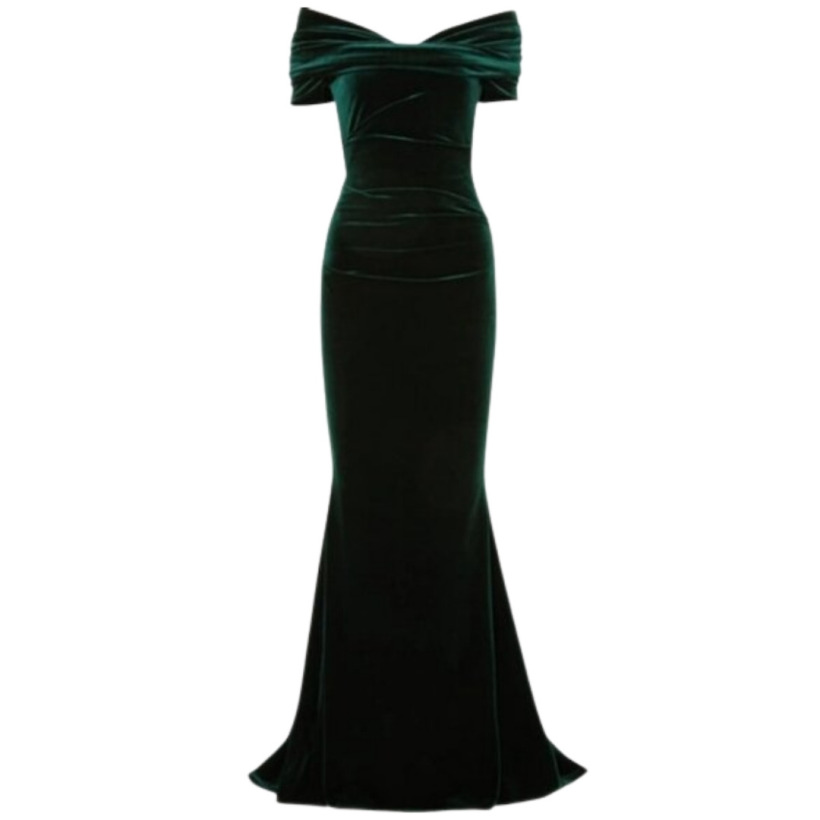 Kate Middleton's Talbot Runhof Off-The-Shoulder Velvet Gown in Dark Green