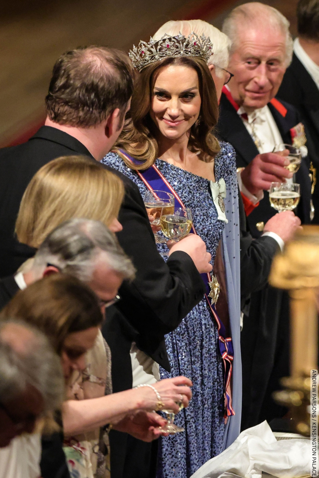 Kate Middleton Wows in Sparkling Blue Gown at State Banquet as She Debuts Rare Tiara