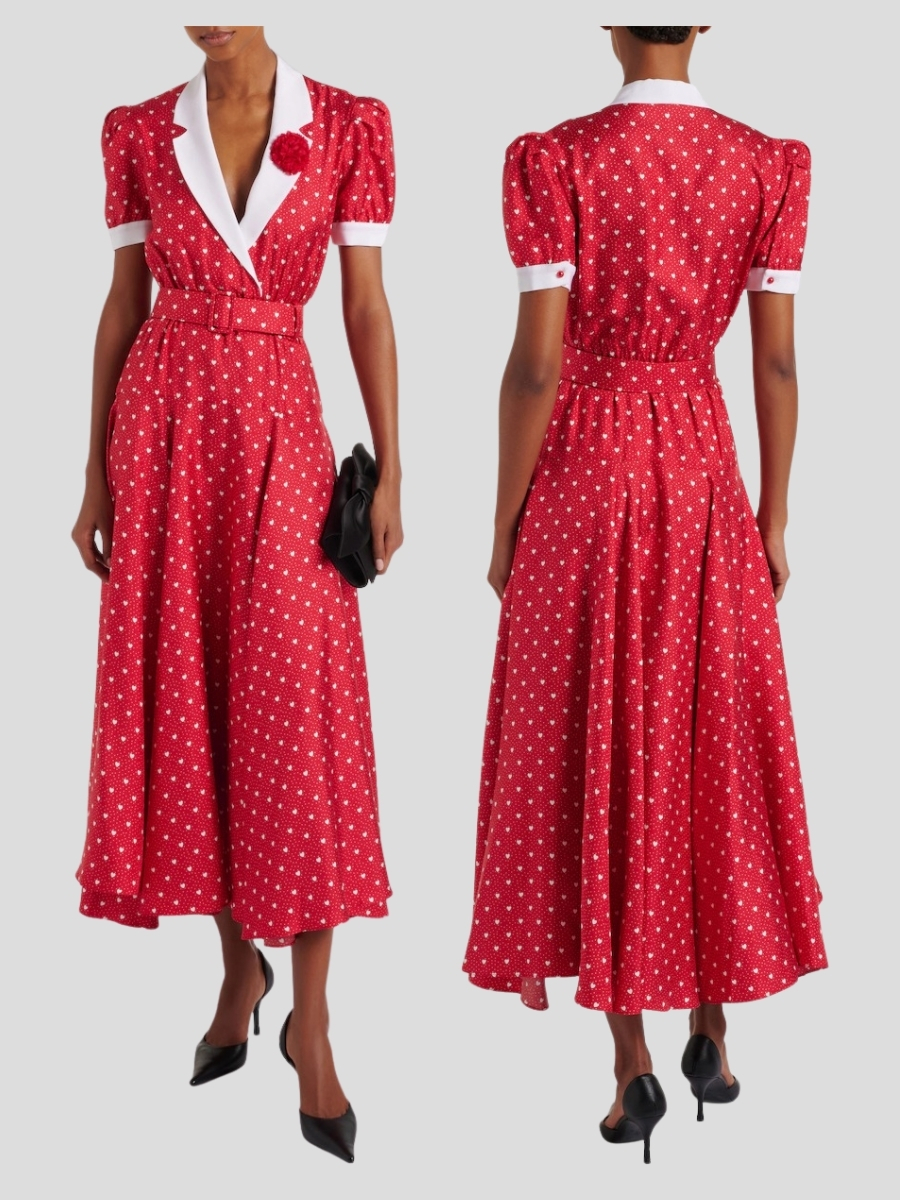 Kate Middleton's Rodarte Silk Heart Print Dress in Red & White
